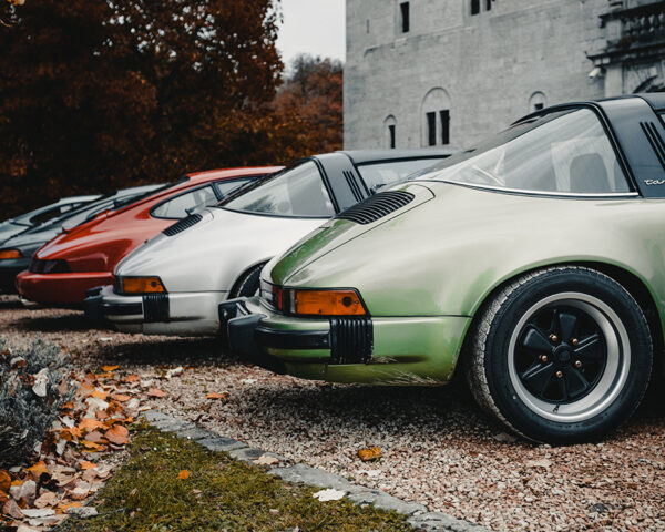 Line of Porsche 911 Photograph - Cars and Roses
